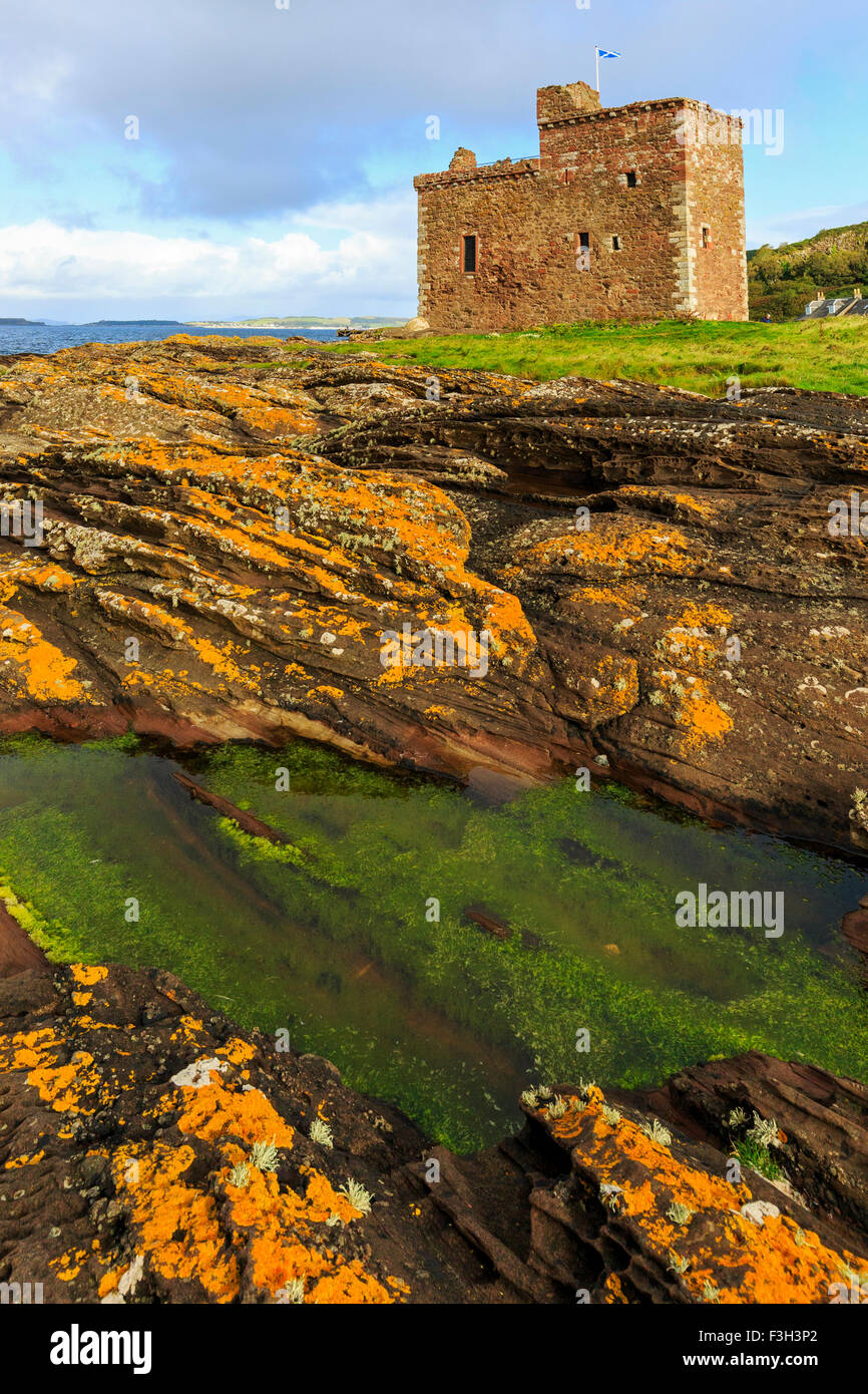 Portencross Castle, managed by Historic Scotland, overlooking the Firth ...
