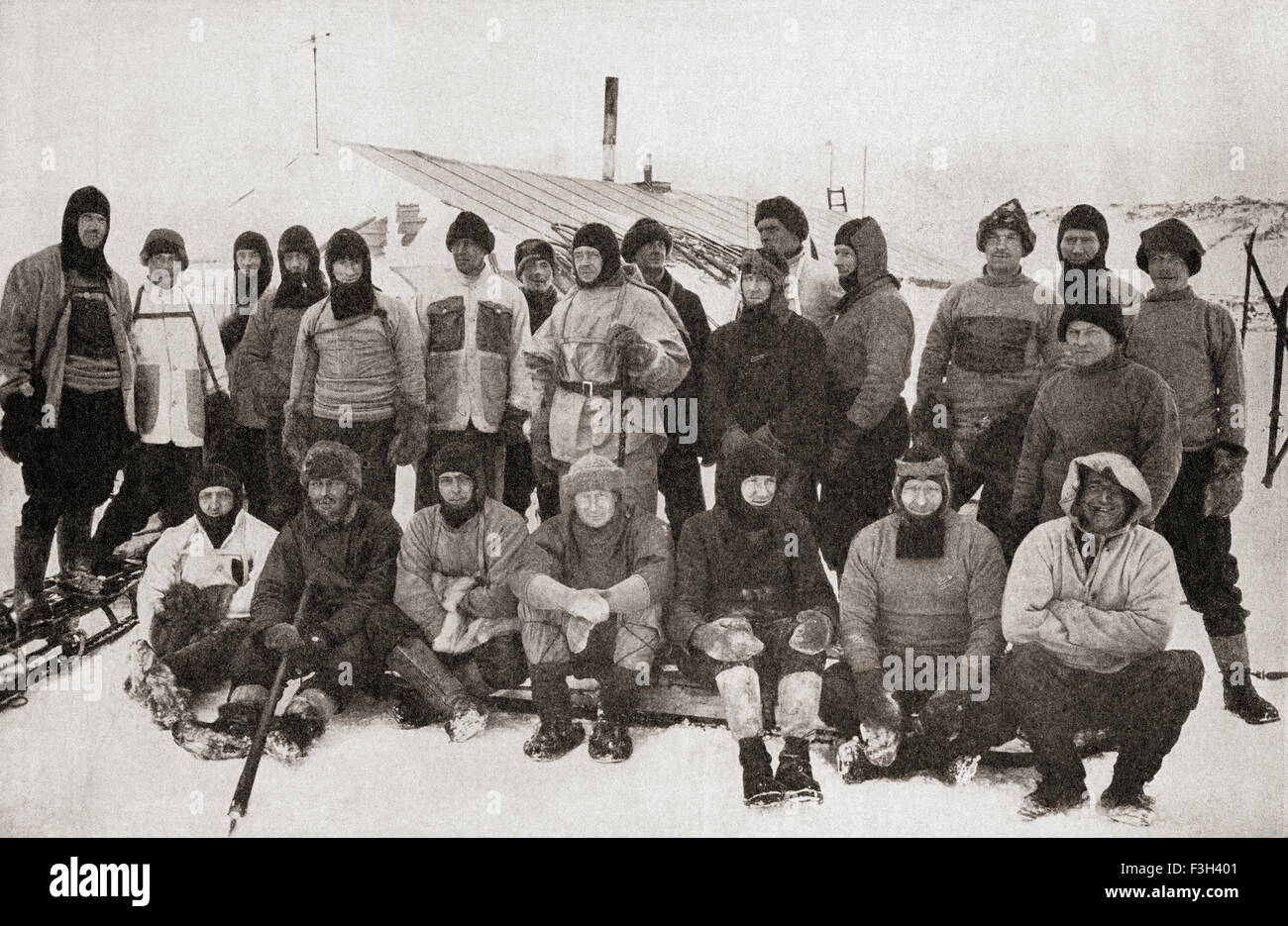 Robert Falcon Scott, 1868-1912, back row centre in balaclava, with ...