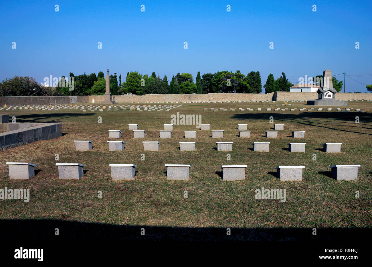 Wideangle view of tombstone arrangement of the russian plaque section ...