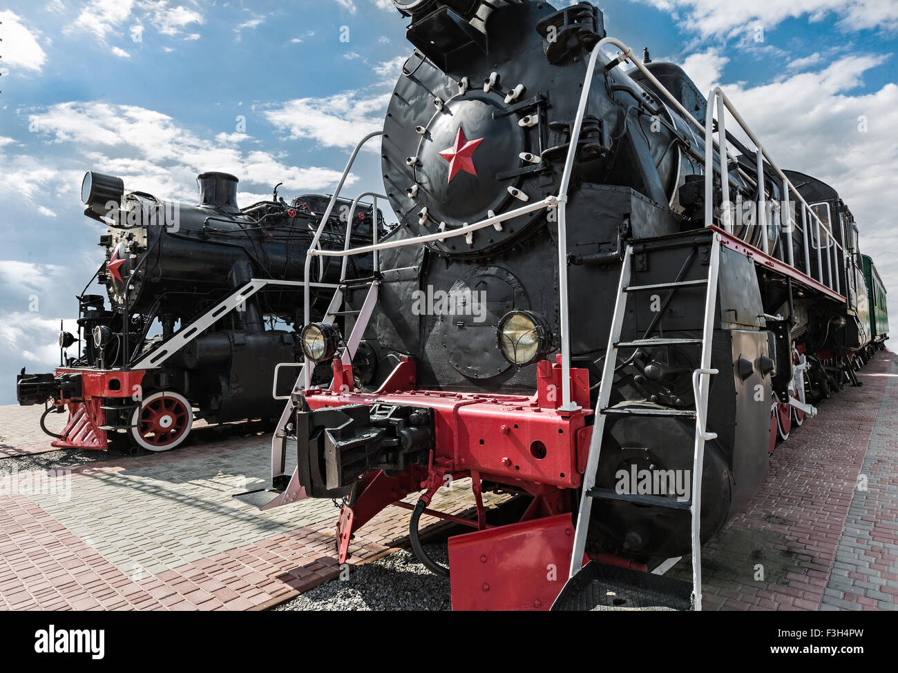 vintage steam train standing on the platform Stock Photo - Alamy