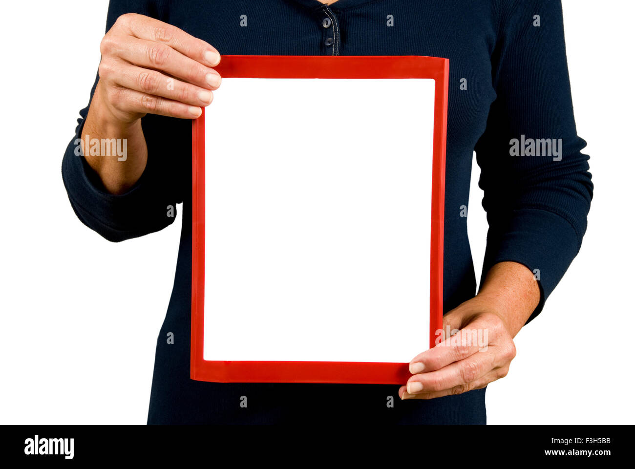 Hands Holding Vertical Blank Sign Stock Photo - Alamy