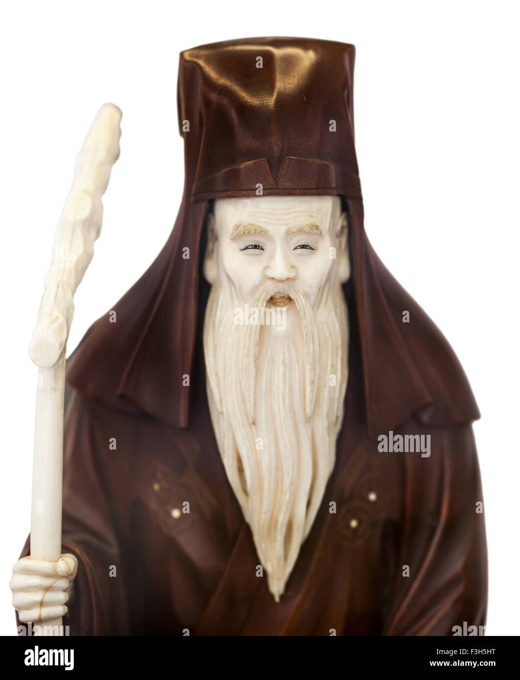 Chinaman old statuette on a white background isolated Stock Photo - Alamy
