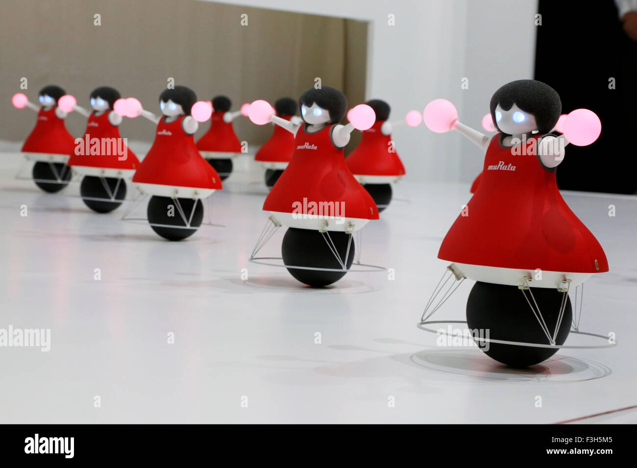 Murata's Cheerleaders robots perform at CEATEC Japan 2015 on October 7 ...