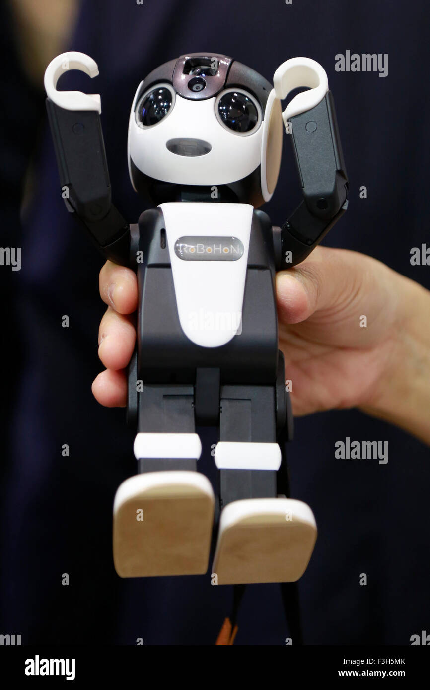 Sharp's RoBoHoN smartphone on display at CEATEC Japan 2015 on October 7 ...
