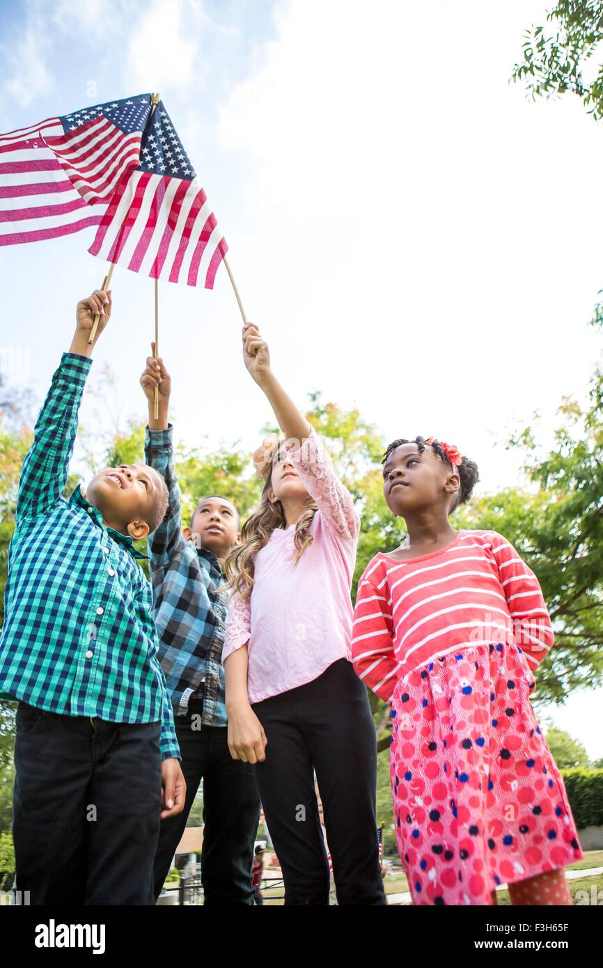 Child with american flags hi-res stock photography and images - Alamy