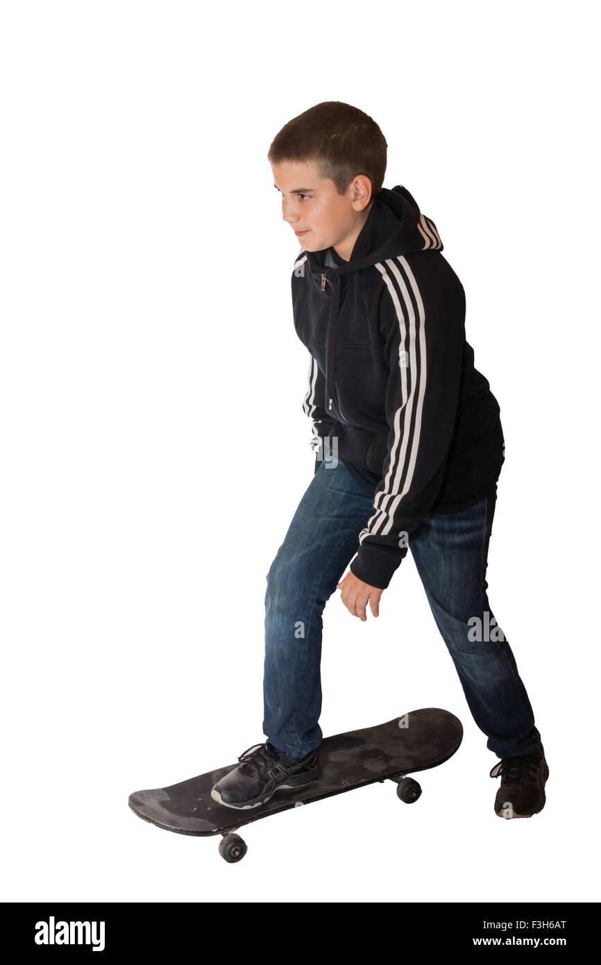 The picture shows a boy riding on a skateboard Stock Photo - Alamy