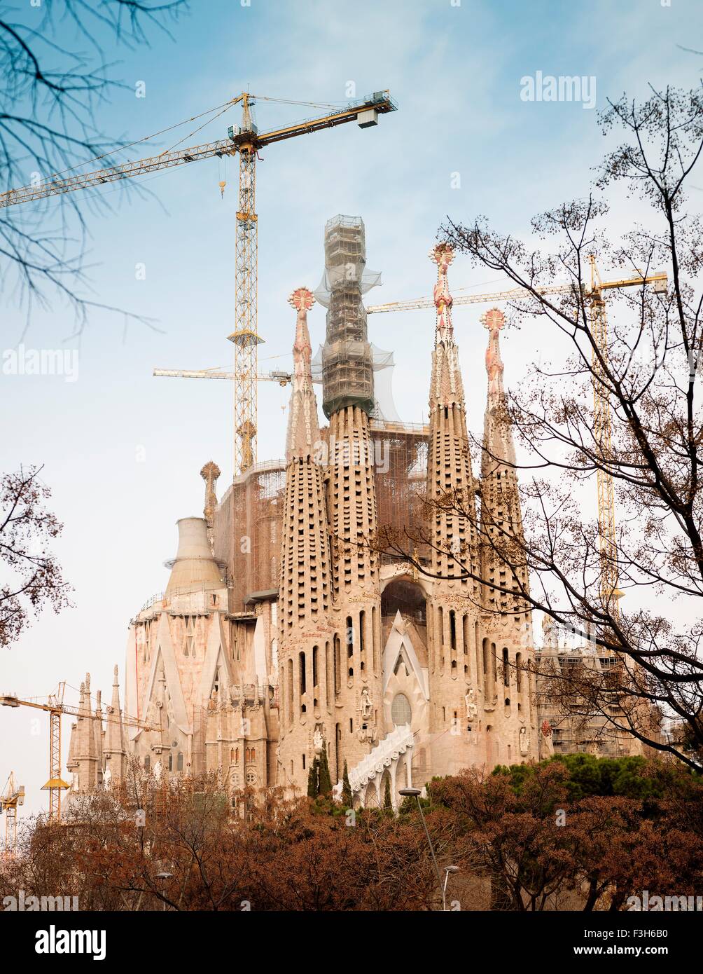 Spires of the cathedral sagrada familia hi-res stock photography and ...