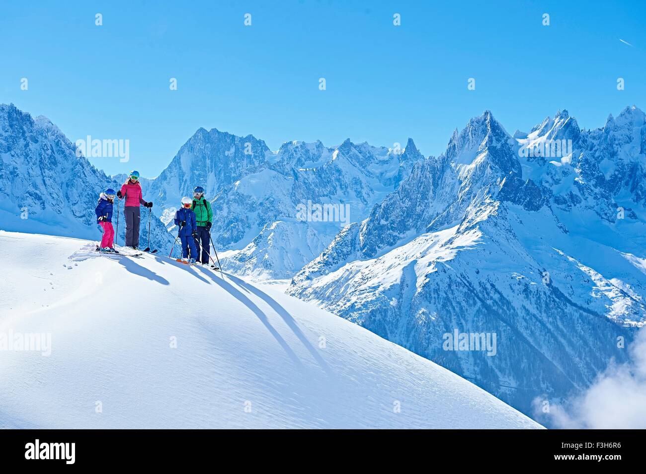 Family on ski trip, Chamonix, France Stock Photo - Alamy
