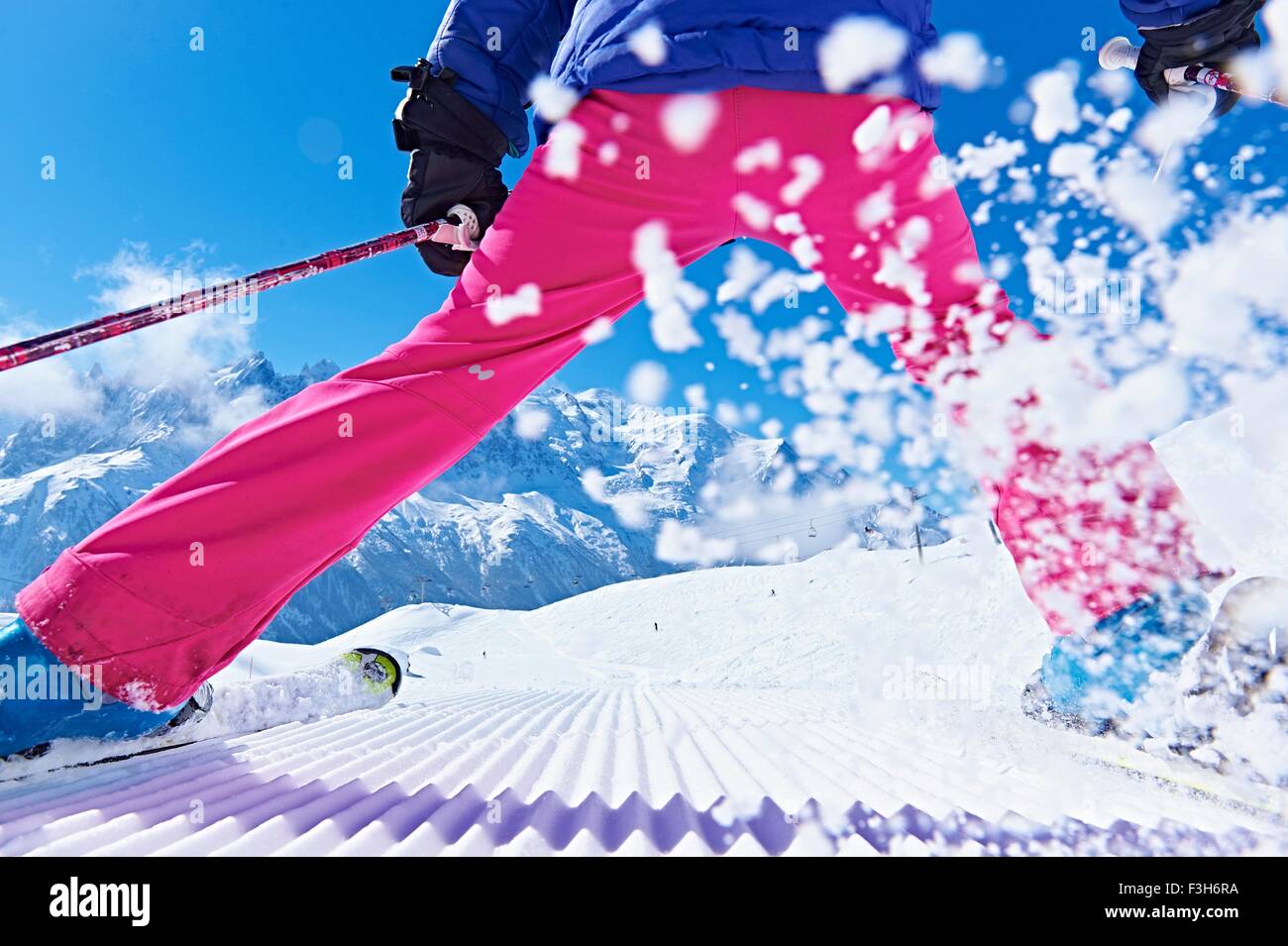 Rear view of skier, Chamonix, France Stock Photo - Alamy
