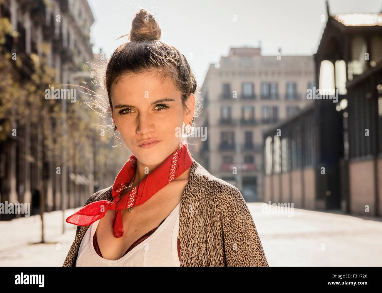 Young woman posing on street, El Born, Barcelona, Spain Stock Photo - Alamy