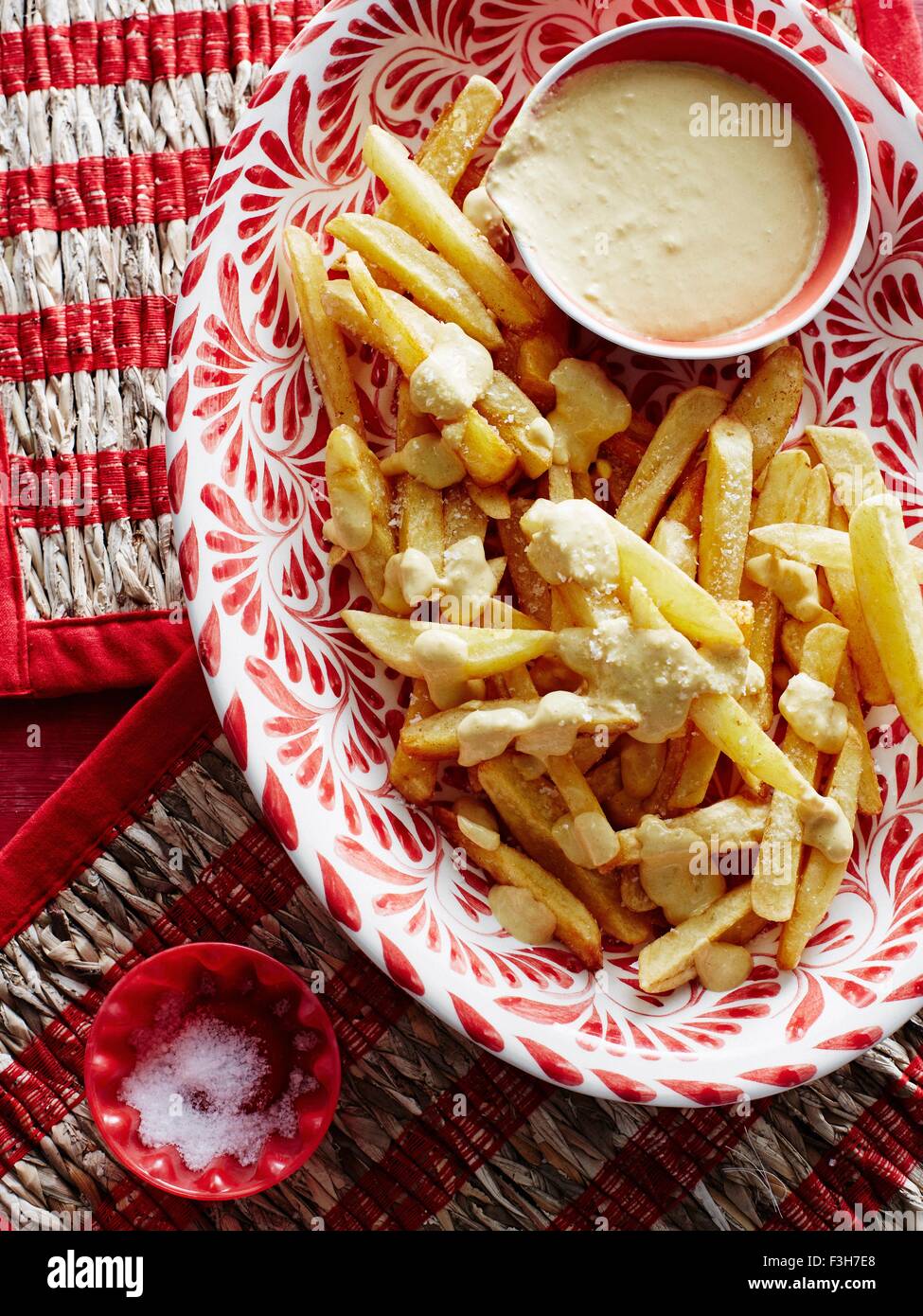 Peruvian huancaina sauce and fries in dish Stock Photo - Alamy