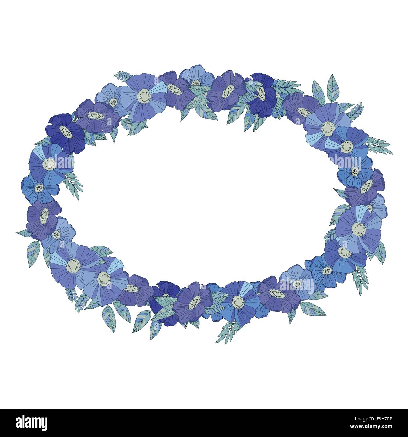 Blue floral border made with wildflowers Stock Vector Image & Art - Alamy