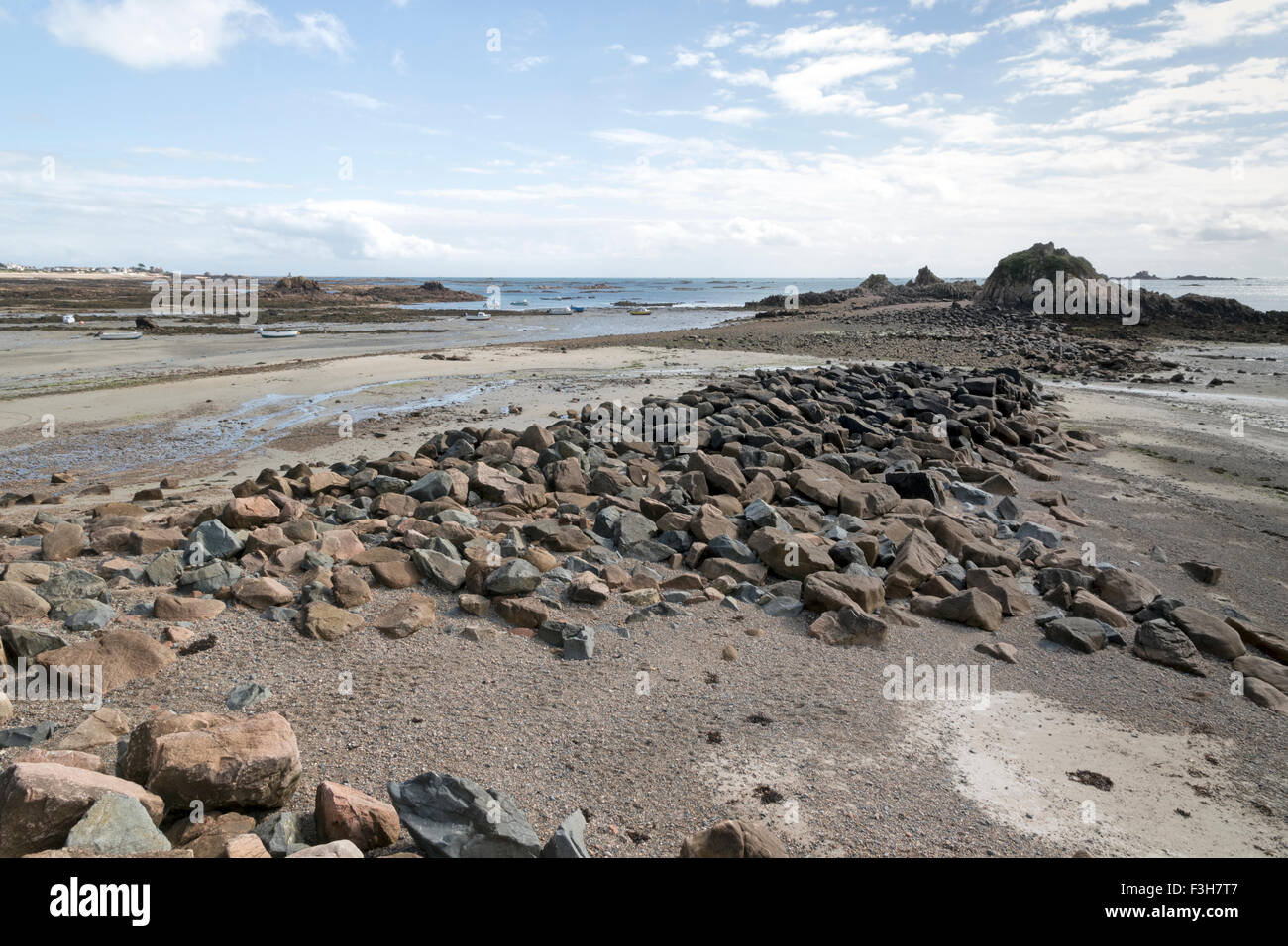 Wild and rugged coastline at St Clement's Bay on Jersey's East coast ...