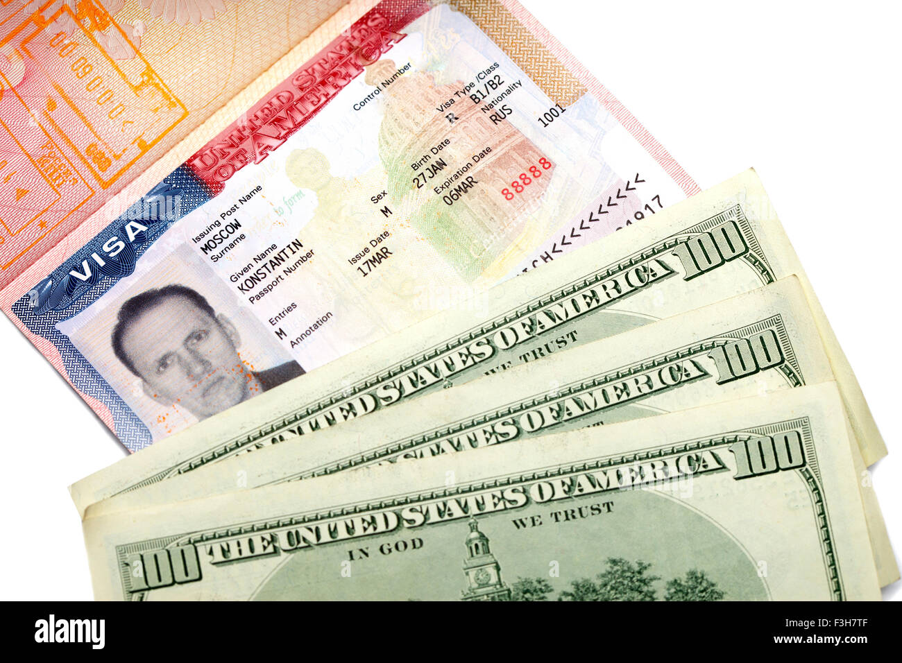 The American visa and US dollars Stock Photo - Alamy