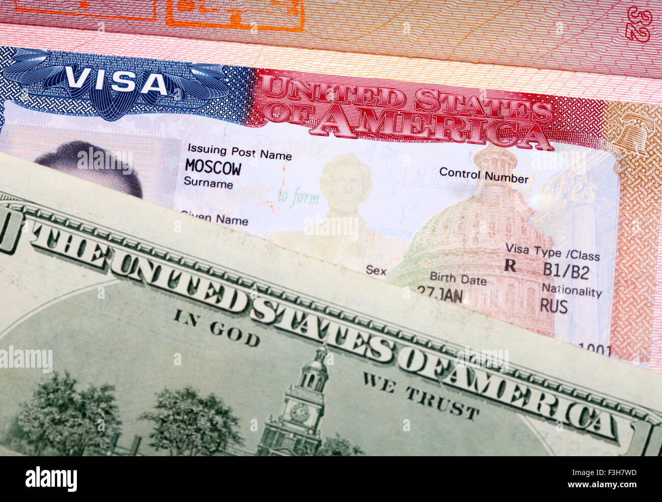The American visa and US dollars Stock Photo - Alamy