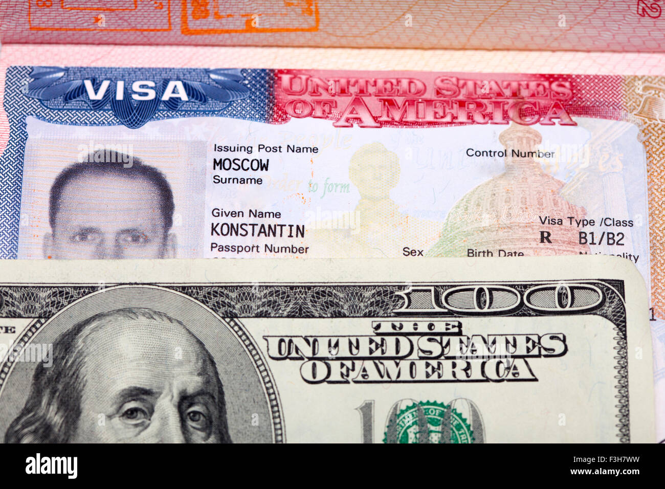 The American visa and US dollars Stock Photo - Alamy