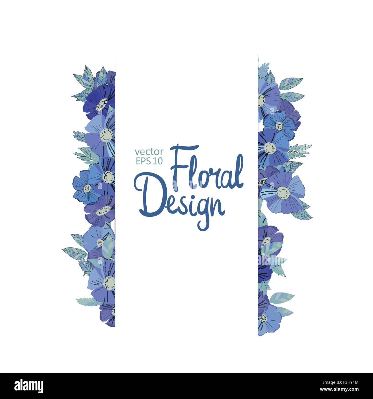 Blue floral border made with wildflowers Stock Vector Image & Art - Alamy