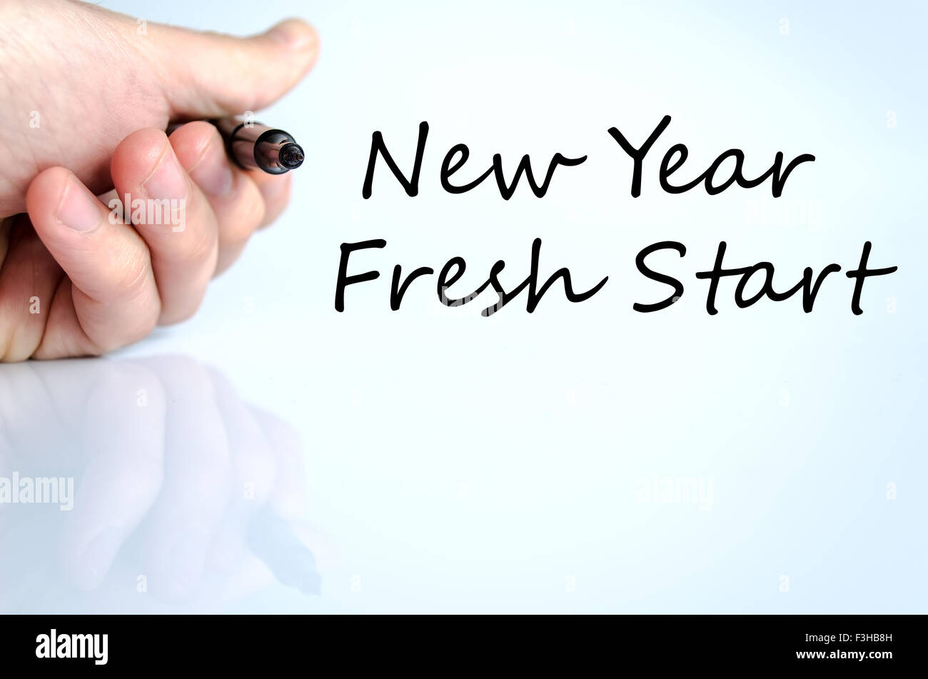 New year fresh start text concept isolated over white background Stock ...