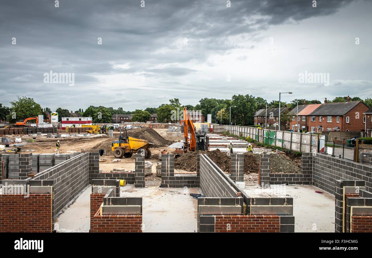 Brick walls on construction site Stock Photo - Alamy