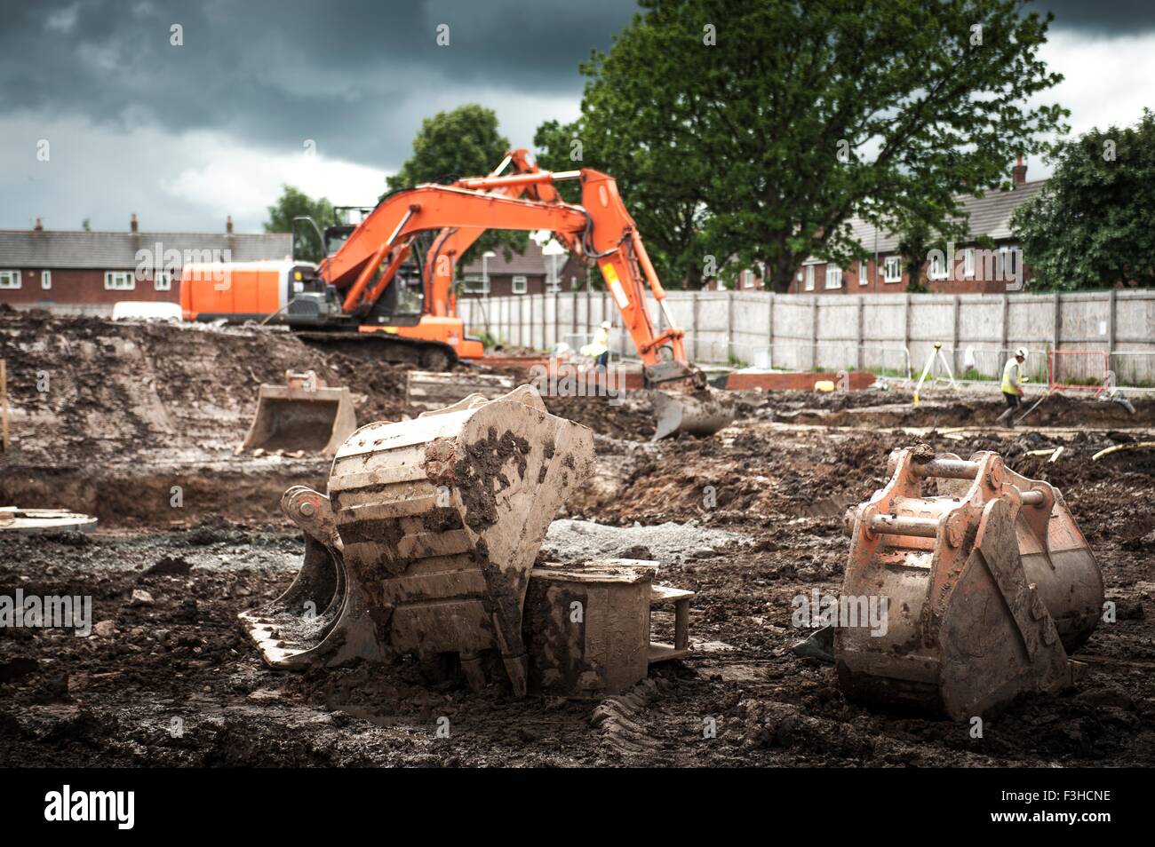 Tractor on construction site Stock Photo - Alamy