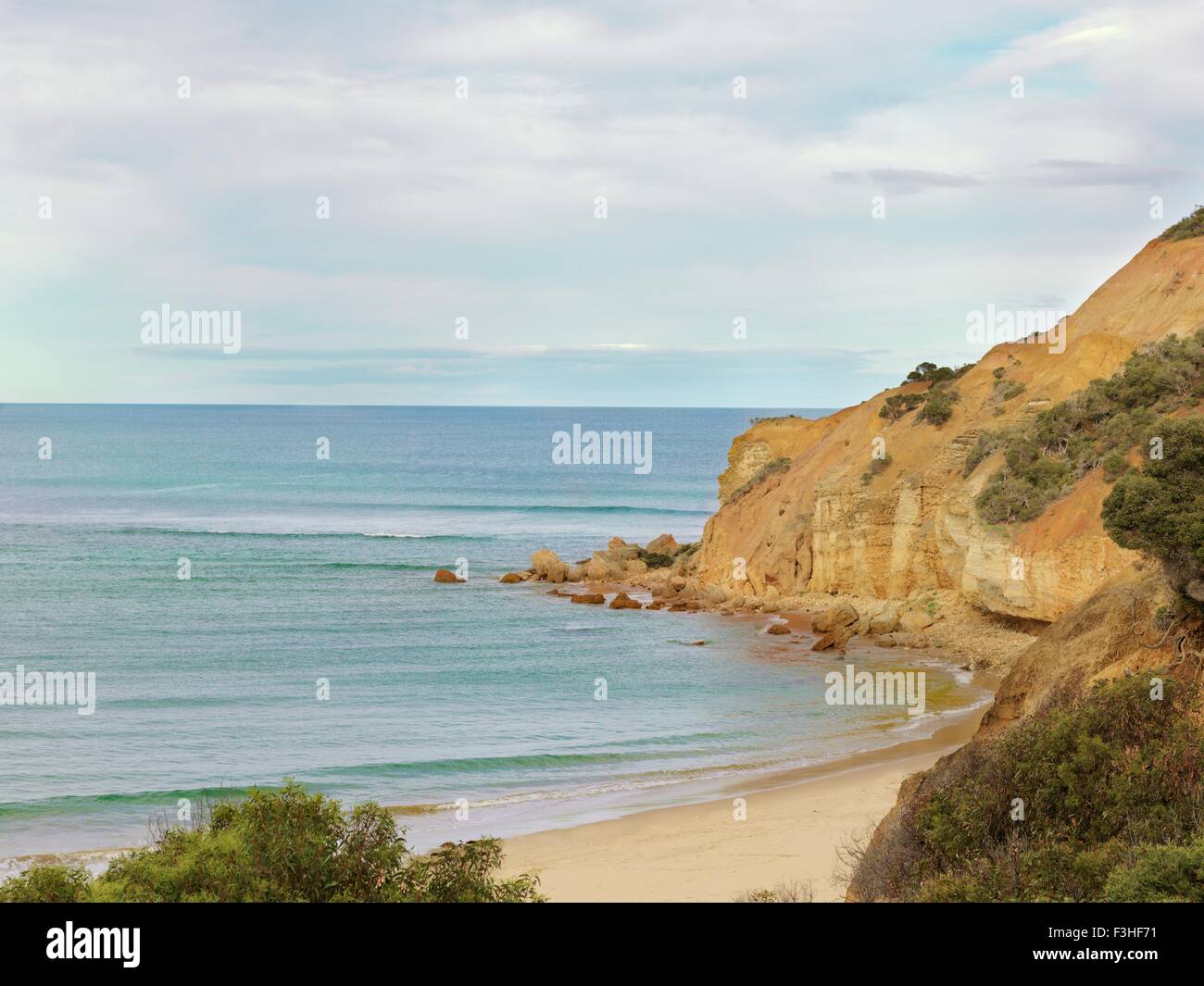 View of bay and beach, Point Addis National Park, Anglesea, Australia ...