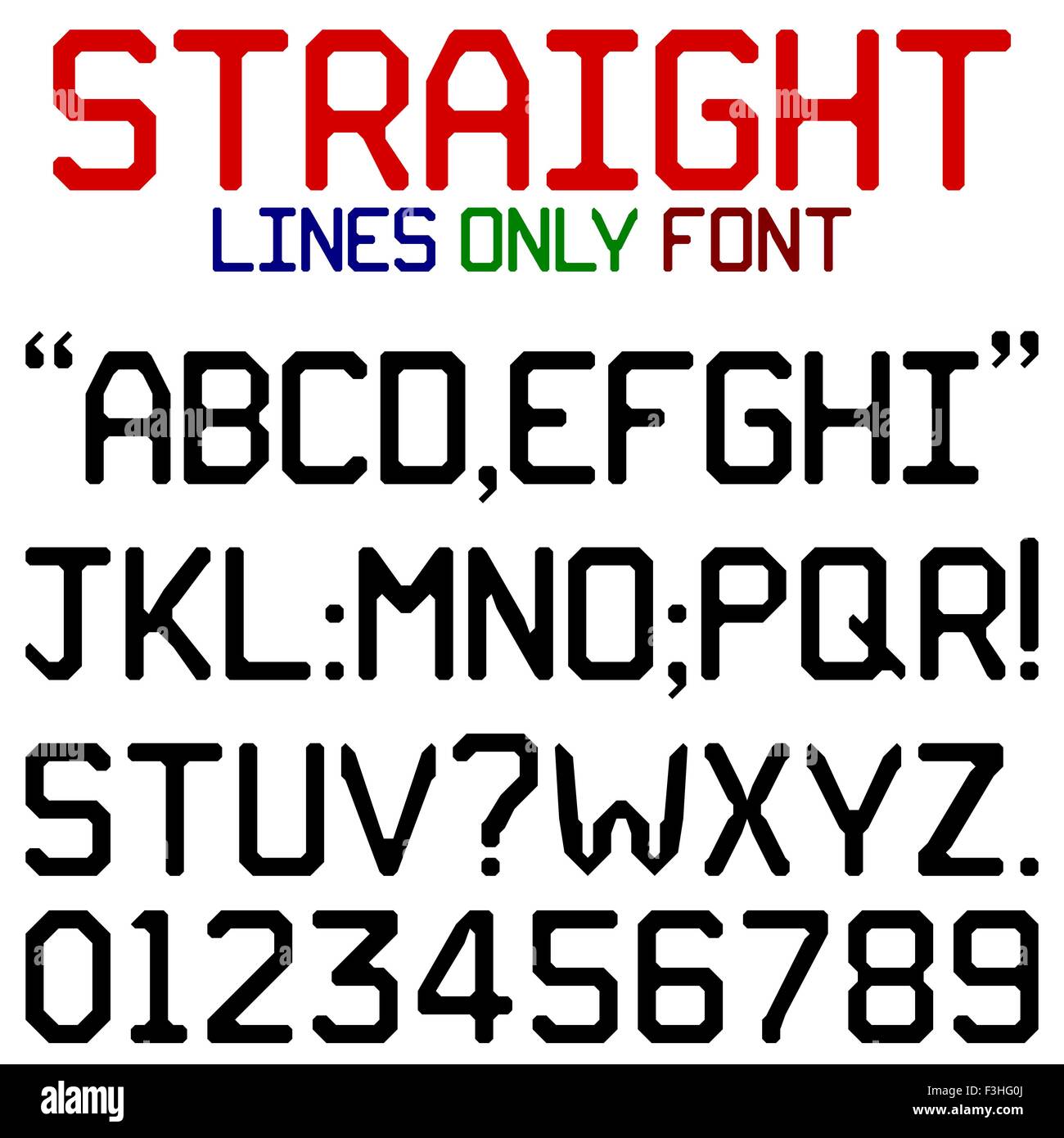 Upper case alphabets, numerals and punctuation characters in chunky ...