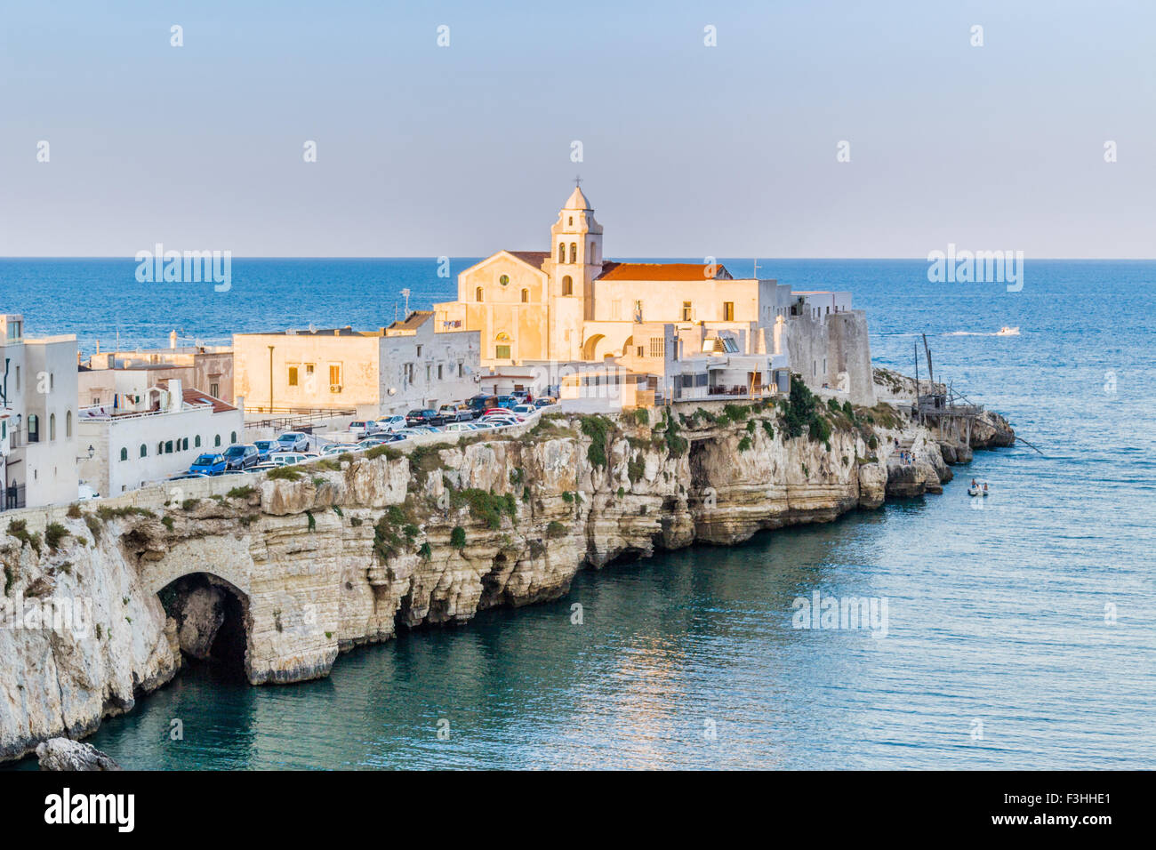 Vieste in Italy, an old Town on sea cliff and beaches: ancient houses ...