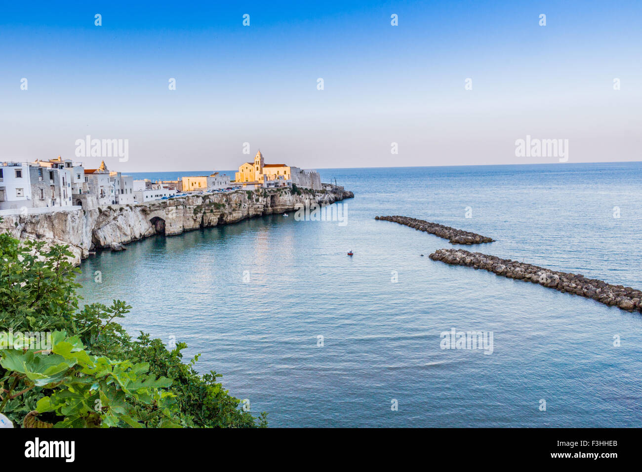 Vieste in Italy, an old Town on sea cliff and beaches: ancient houses ...