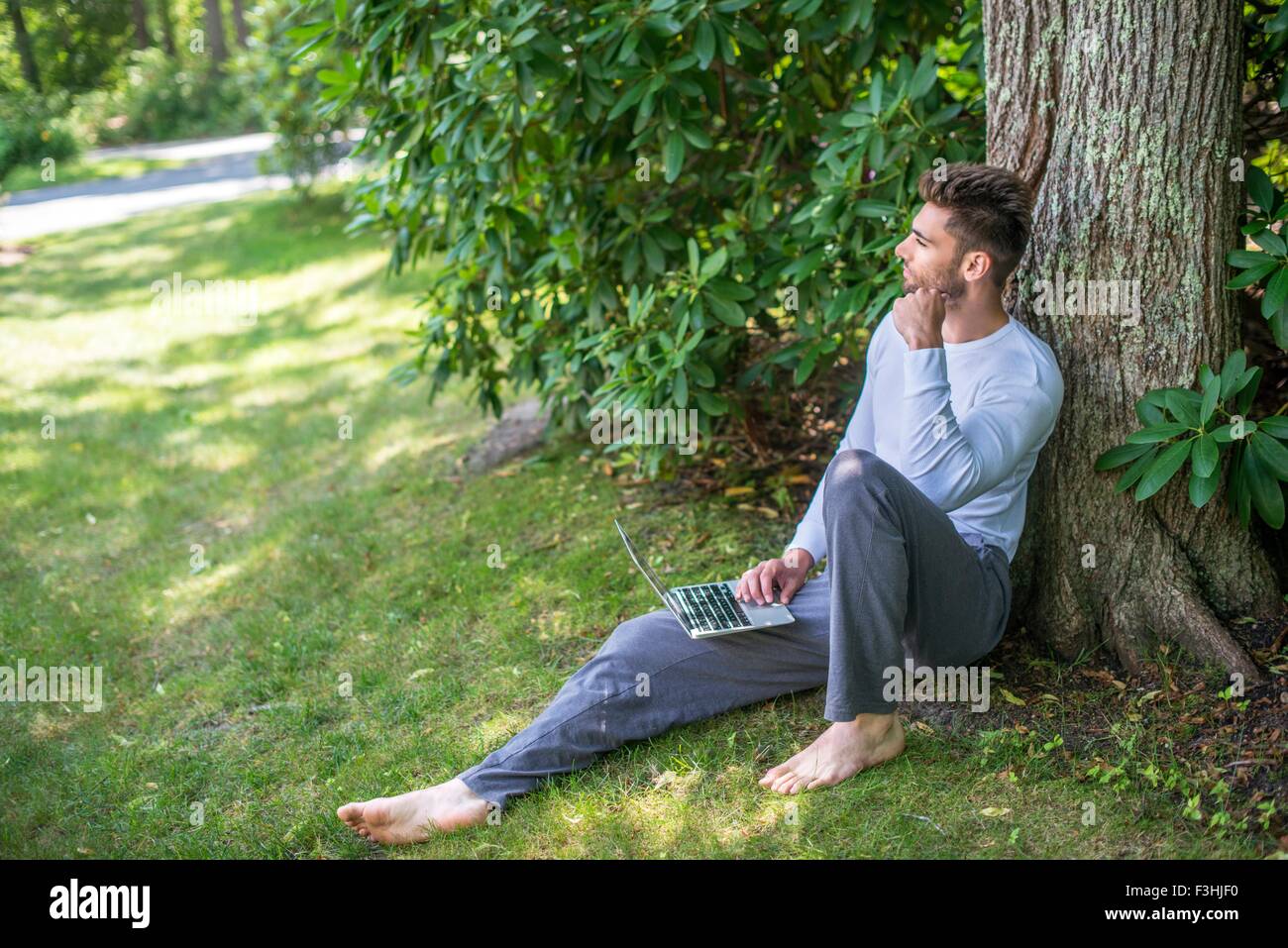 Sitting Against Tree High Resolution Stock Photography and Images - Alamy