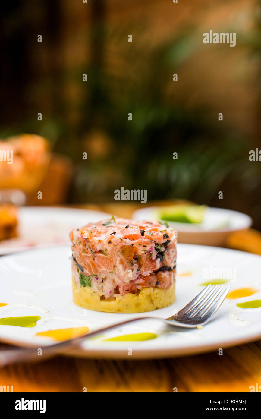 A plate of fresh fish at the Central de Cevicheria, a restaurant in ...