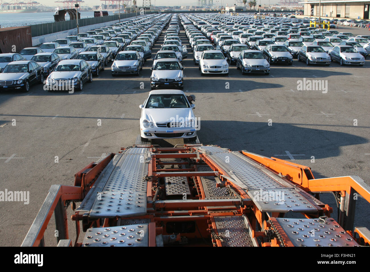 loading and storing imported cars/autos Stock Photo - Alamy