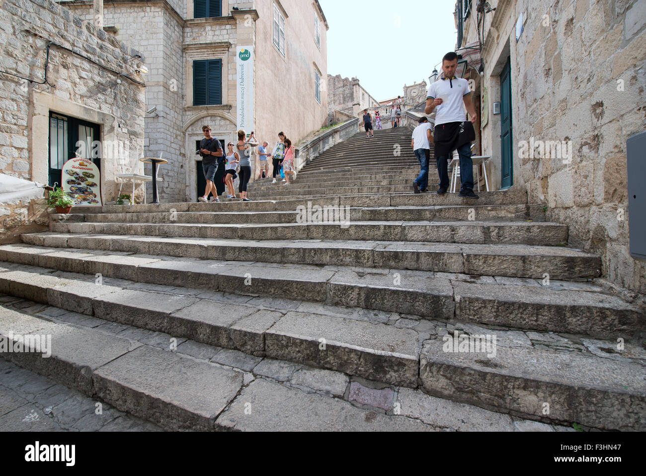 Tourists on Baroque Jesuits' Staircase, Old Town of Dubrovnik, Croatia ...
