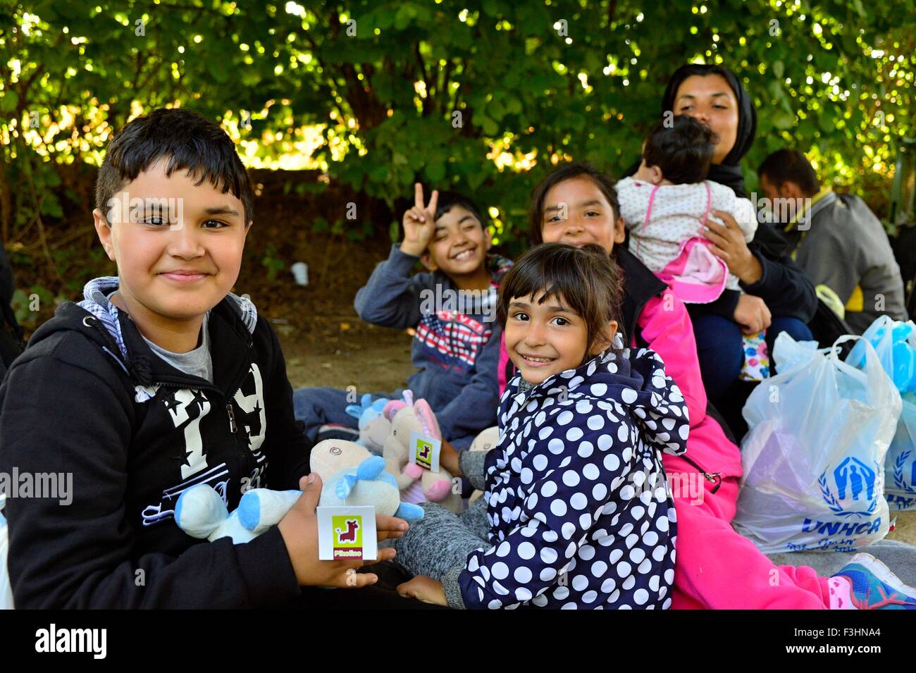 October 4 2015 Bapska In Serbia Group Of Refugees Leaving Serbia