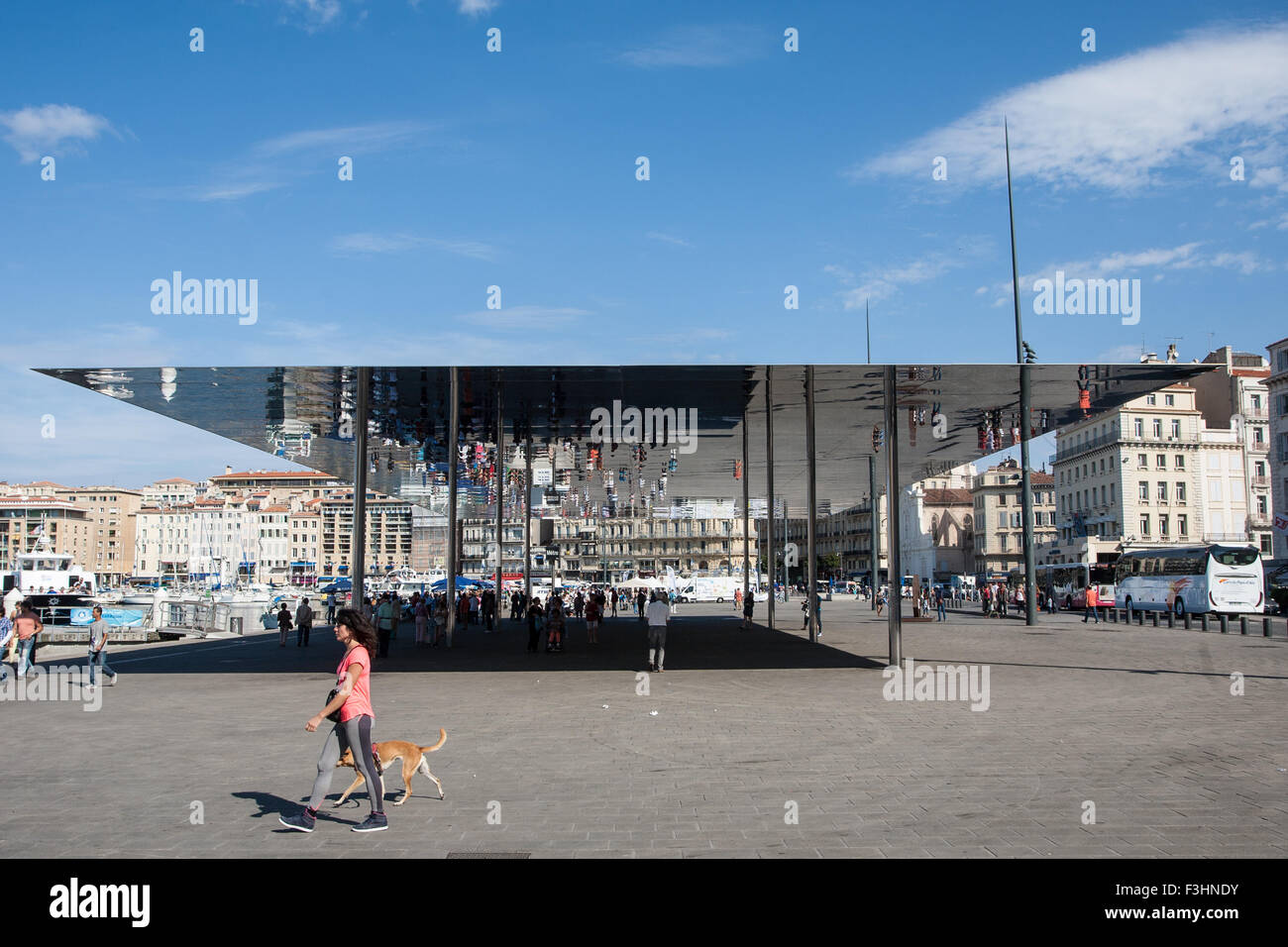 Norman Foster Mirrored Pavilion, The Vieux Port, Marseille, France ...