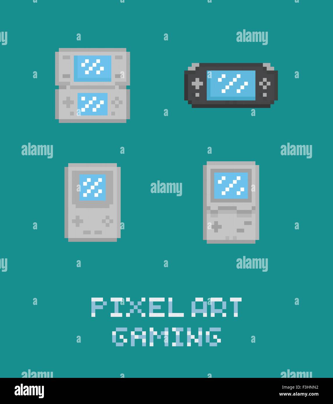 Pixel art vector illustraion retro video game portable console icon set ...