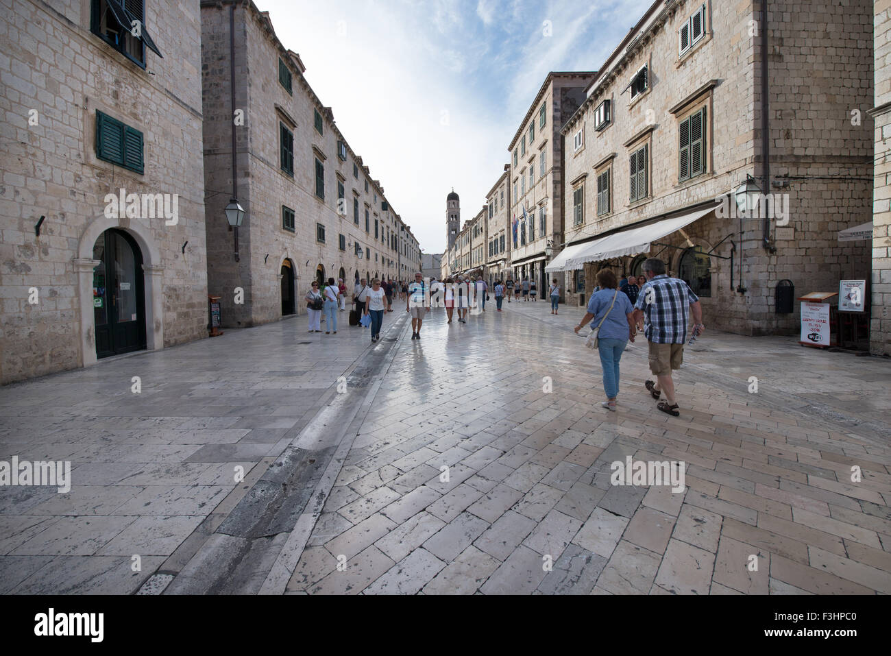 Stradun Placa Limestone Paved pedestrian Main Street Old Town Of Stradun Placa Limestone Paved pedestrian Main Street Old Town Of