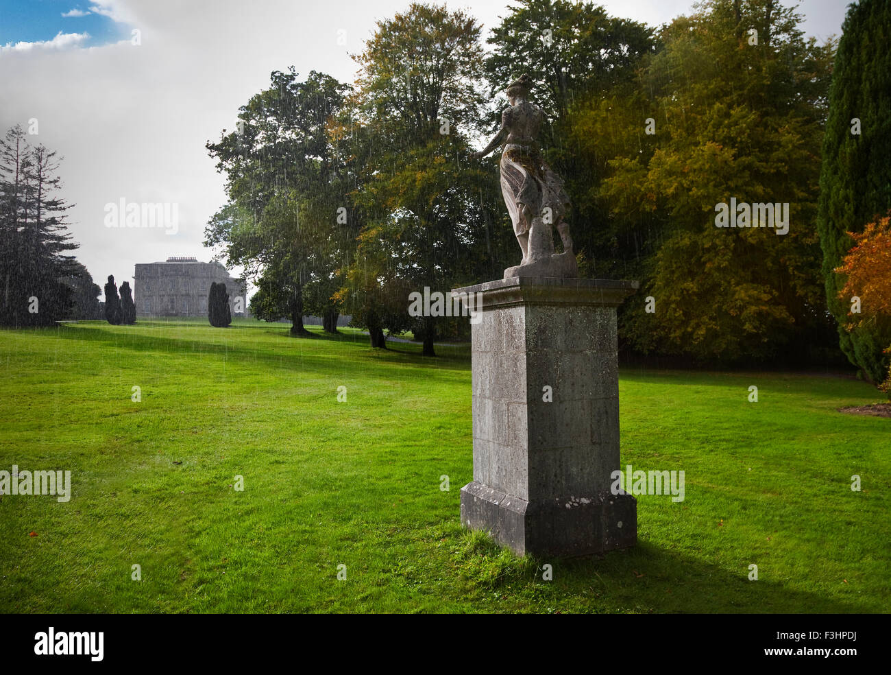 Rain and garden sculpture, Neo-classical Emo Court House designed by ...