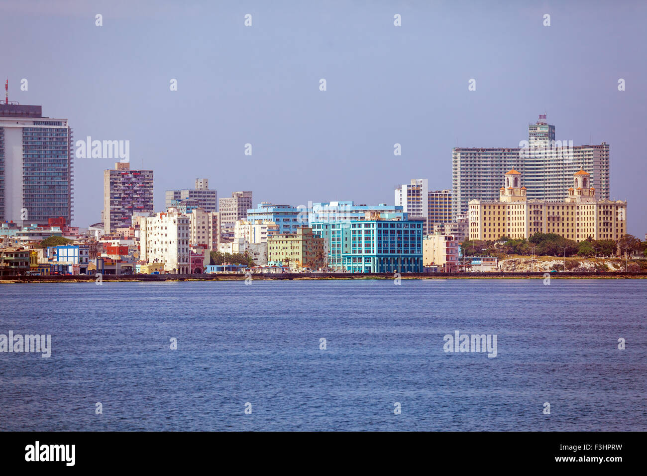 Skyline of modern Havana and Caribbean sea, Cuba Stock Photo - Alamy