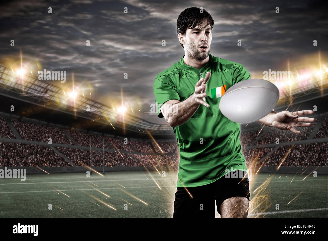 Irish rugby player, wearing a green uniform in a stadium Stock Photo ...