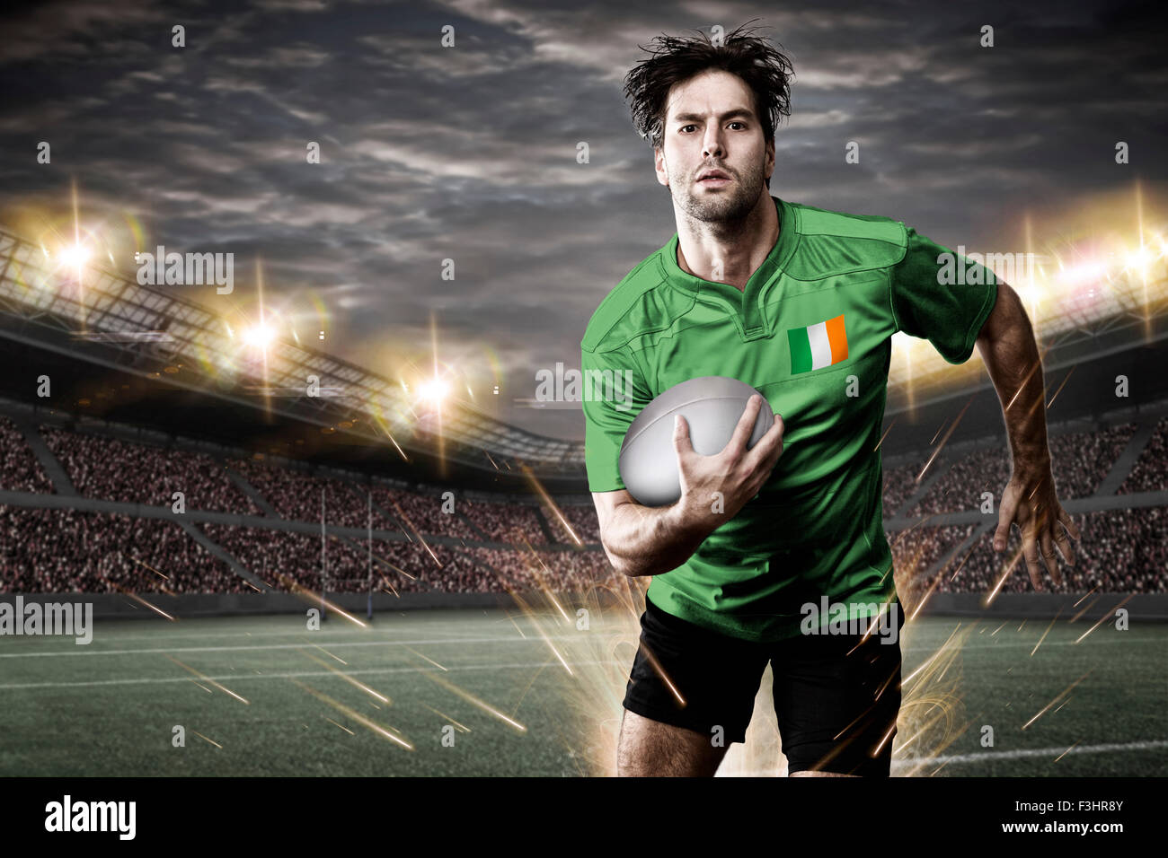 Irish rugby player, wearing a green uniform in a stadium Stock Photo ...
