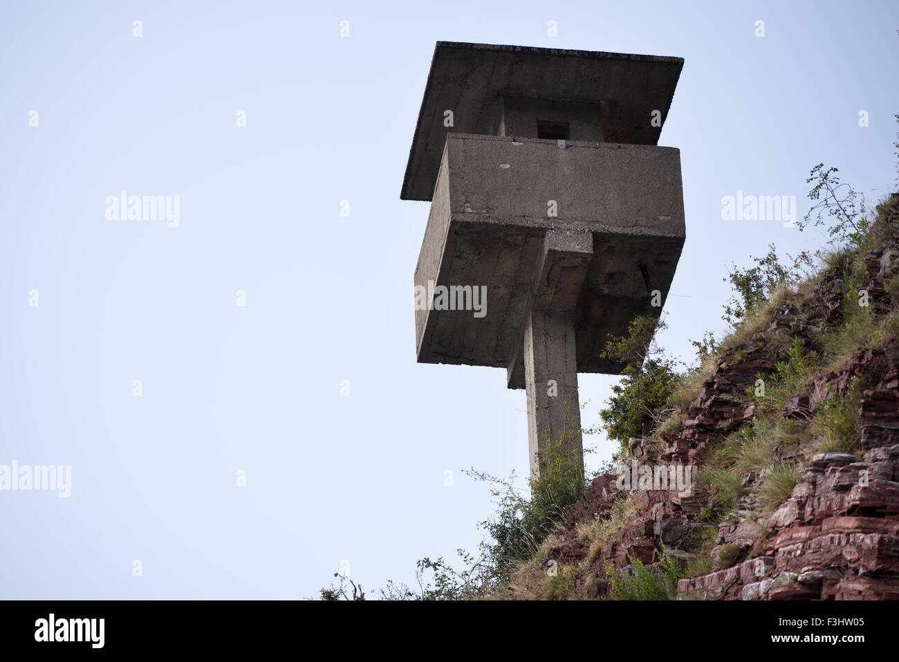 Concrete watchtower build in Enver Hoxha's era, Koman Lake, Albania ...