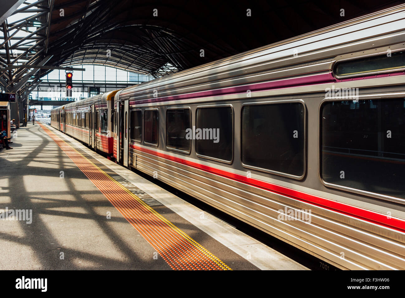 A regional Diesel powered train waiting at its terminal for departure ...
