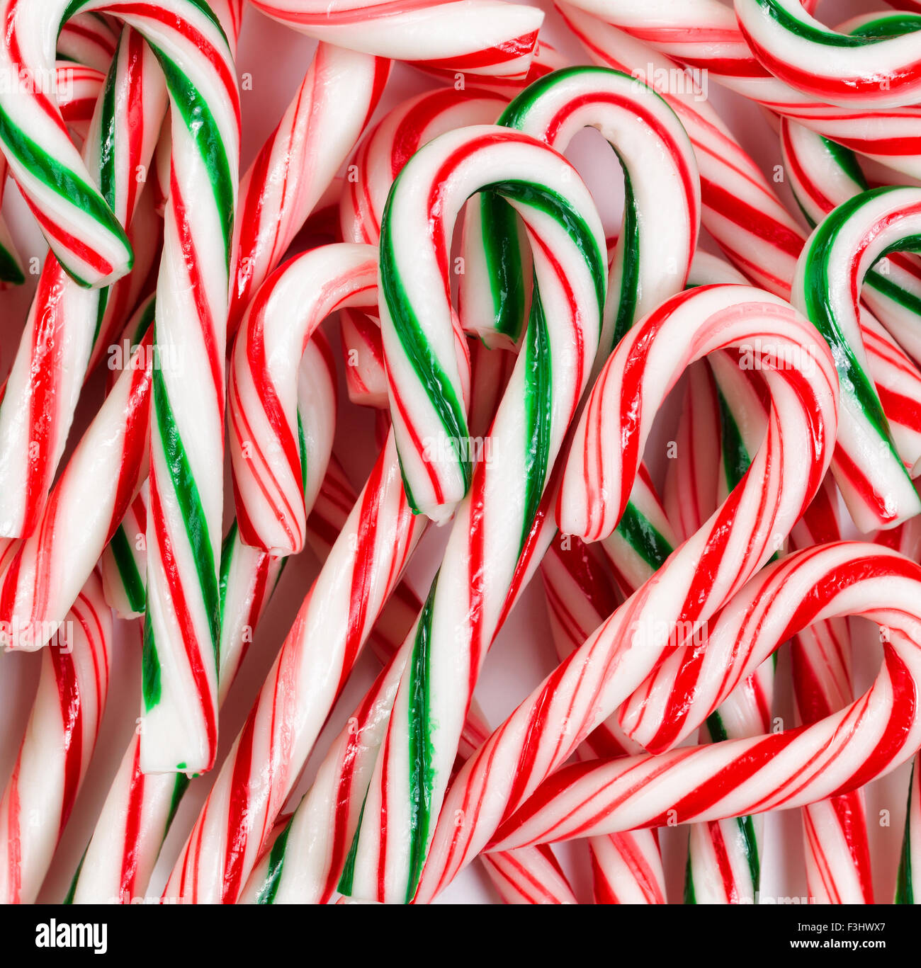 Filled frame of peppermint candy canes. Layout in square format on ...
