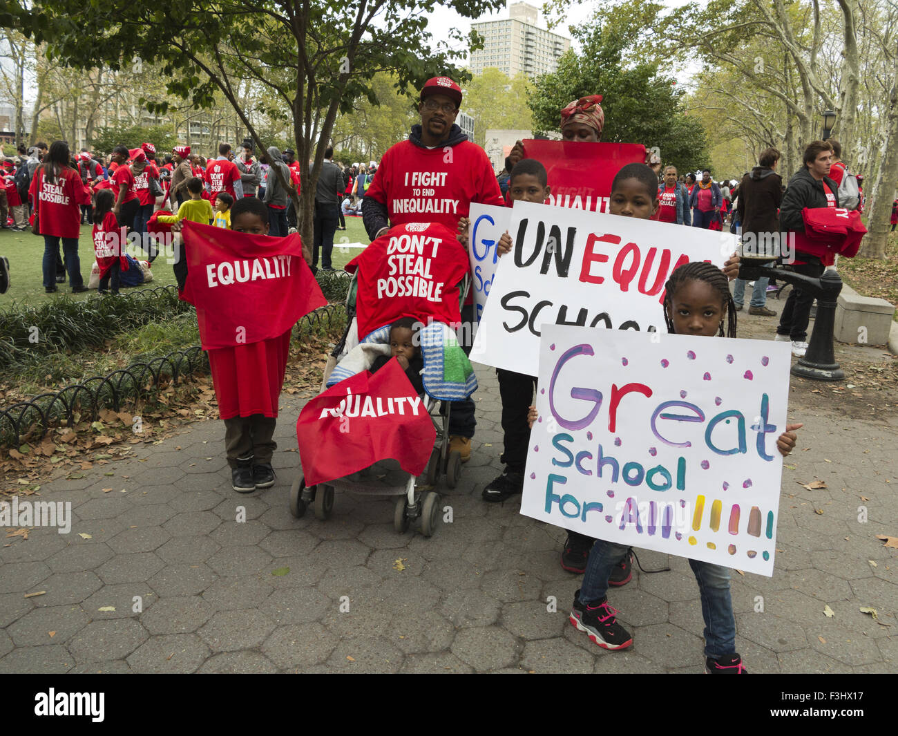 The "Stand for School Equality Rally" at Cadman Plaza on October 7 ...