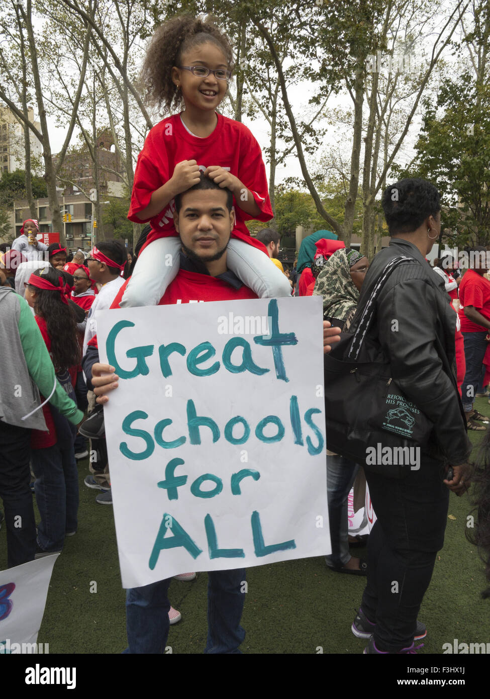 The "Stand for School Equality Rally" at Cadman Plaza on October 7 ...