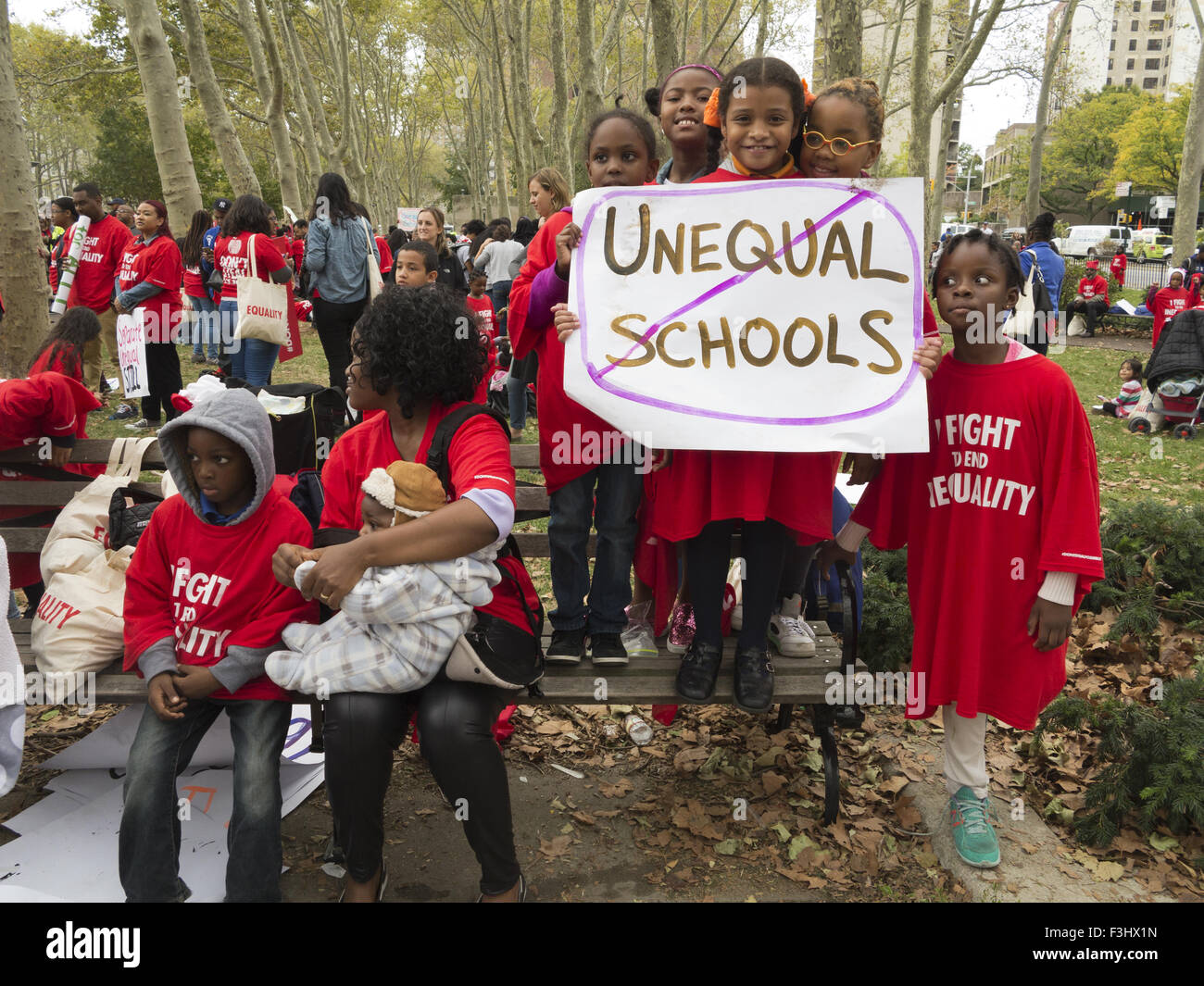 The "Stand for School Equality Rally" at Cadman Plaza on October 7 ...