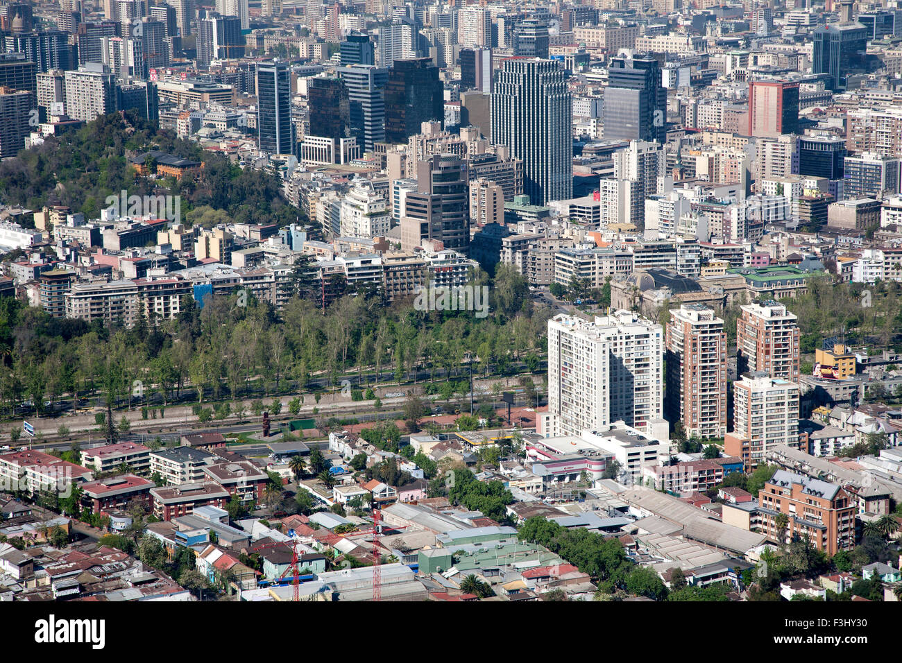 Views of Santiago de Chile from the hill of Virgin Cerro San Cristobal ...