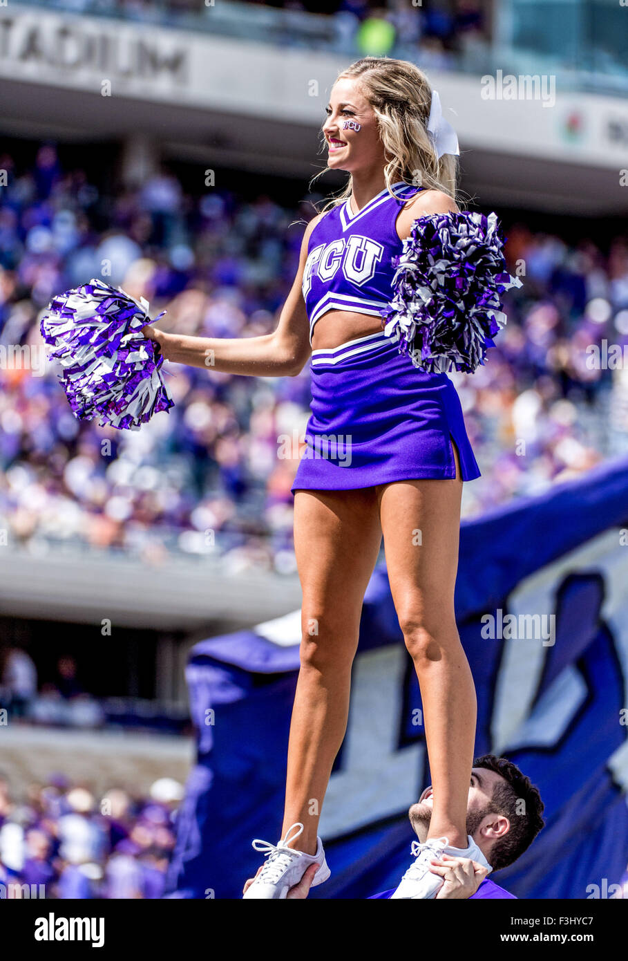 October 3rd, 2015:.TCU cheerleaders cheer during an NCAA Football game ...