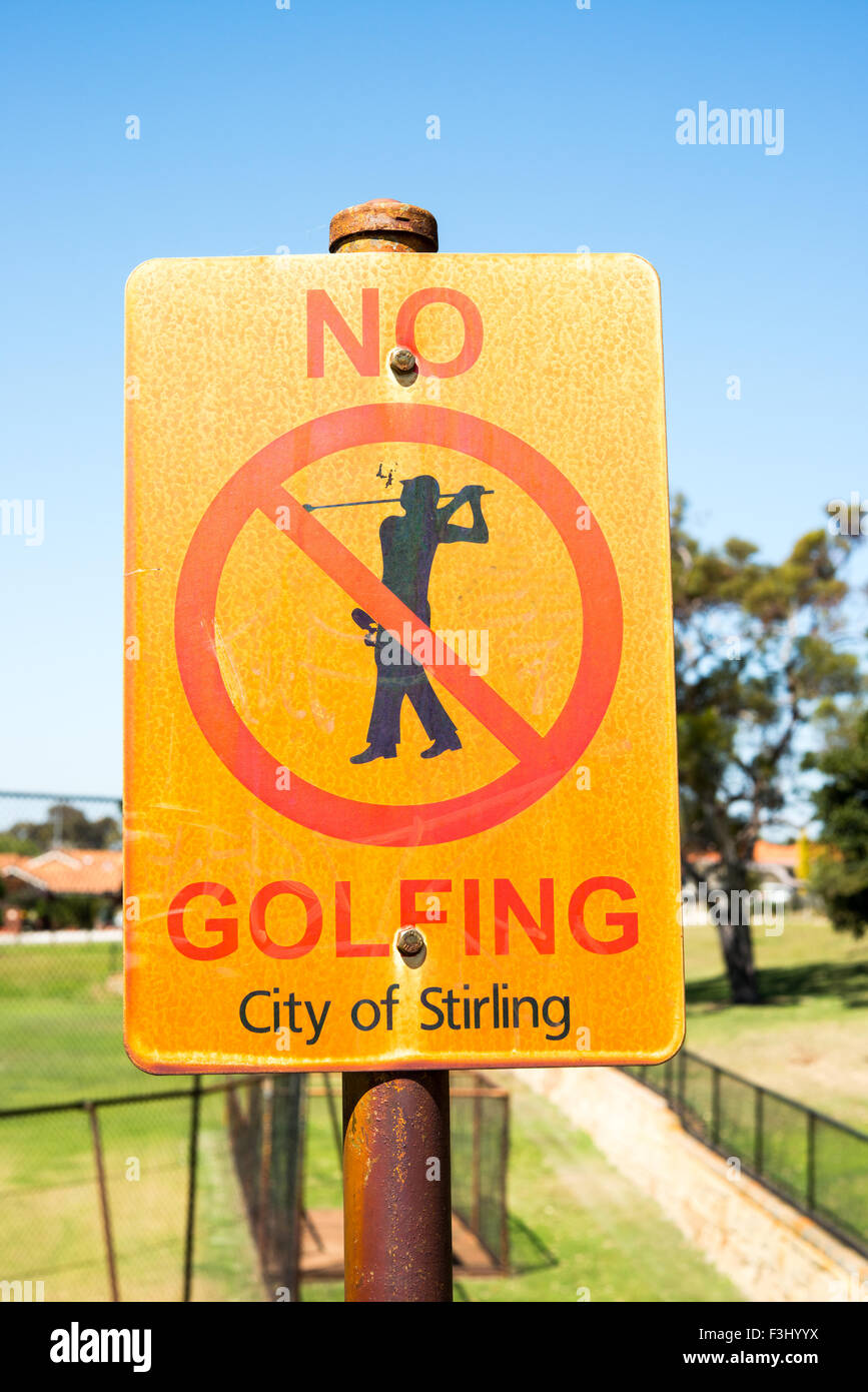 No Golfing Sign Stock Photo - Alamy