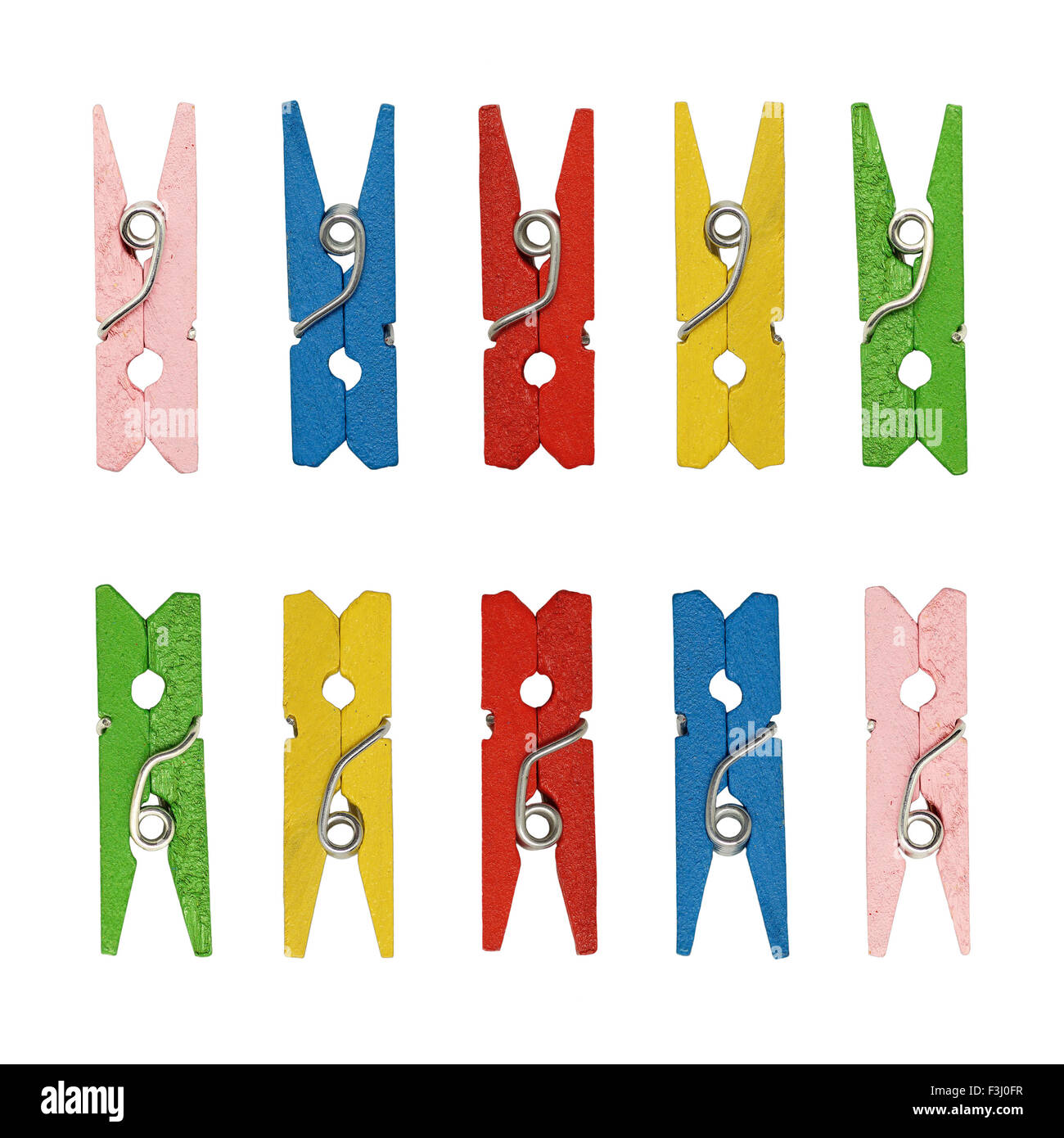 colorful wooden clothespin isolated on white background Stock Photo - Alamy